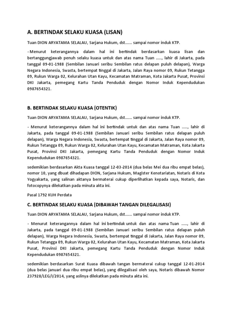 Contoh-Contoh Komparisi Akta Notaris | PDF