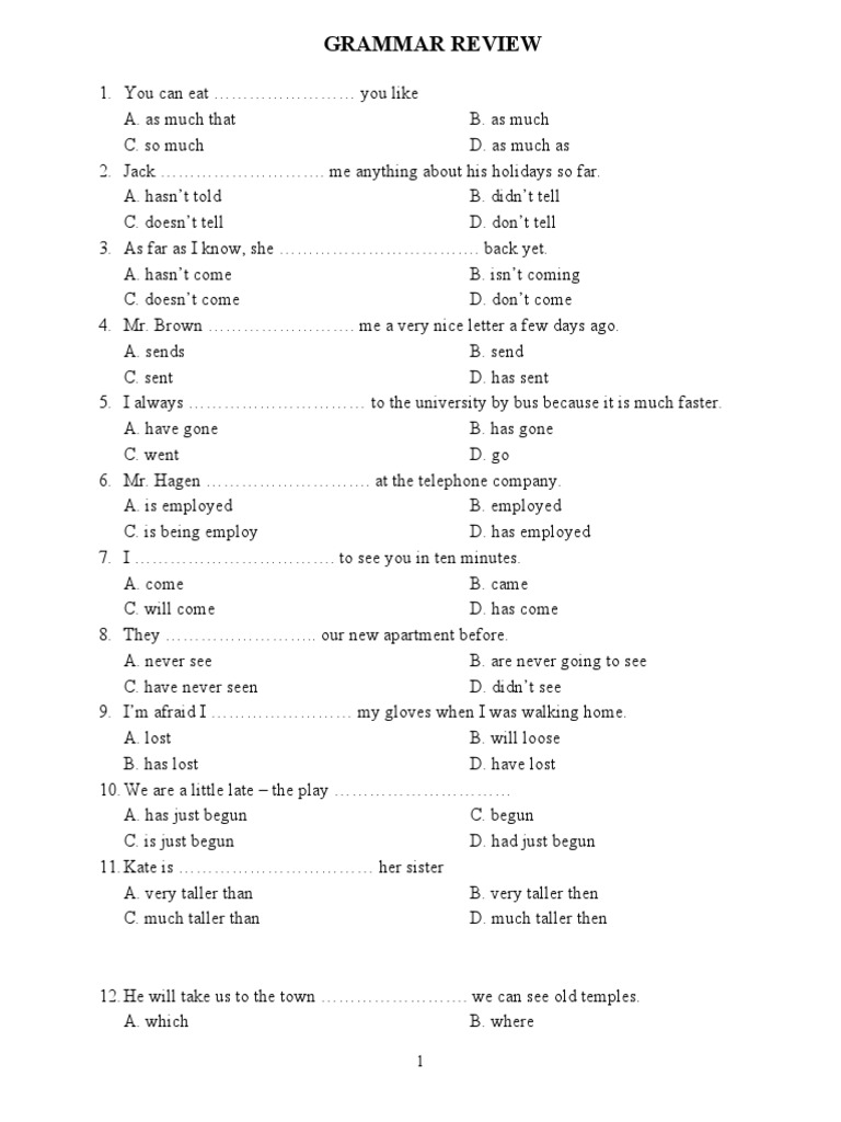 Grammar Review | PDF