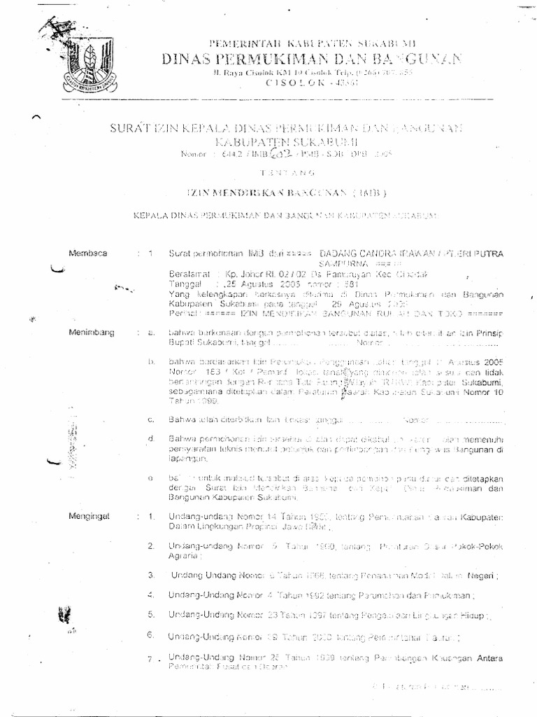 Contoh IMB Ruko | PDF