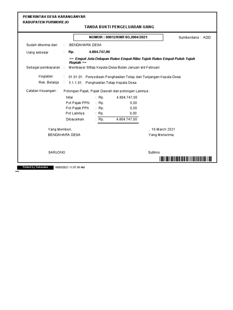 SPP Siltap Kepdes | PDF