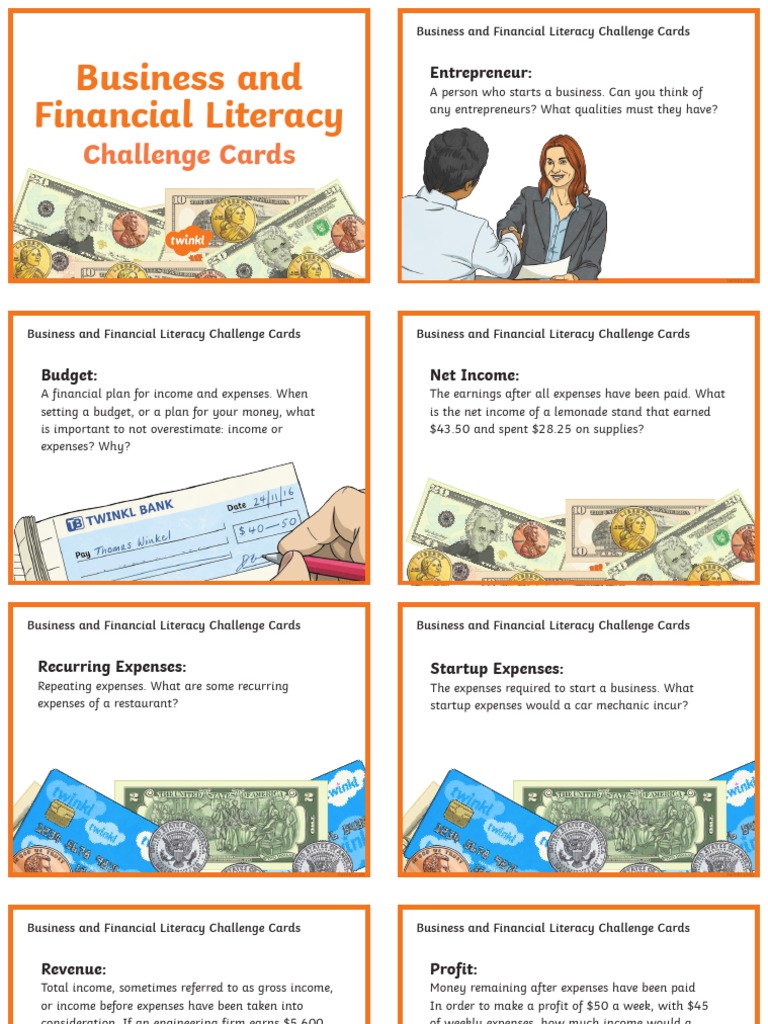 Business and Financial Literacy Challenge Cards | PDF | Income | Net Income