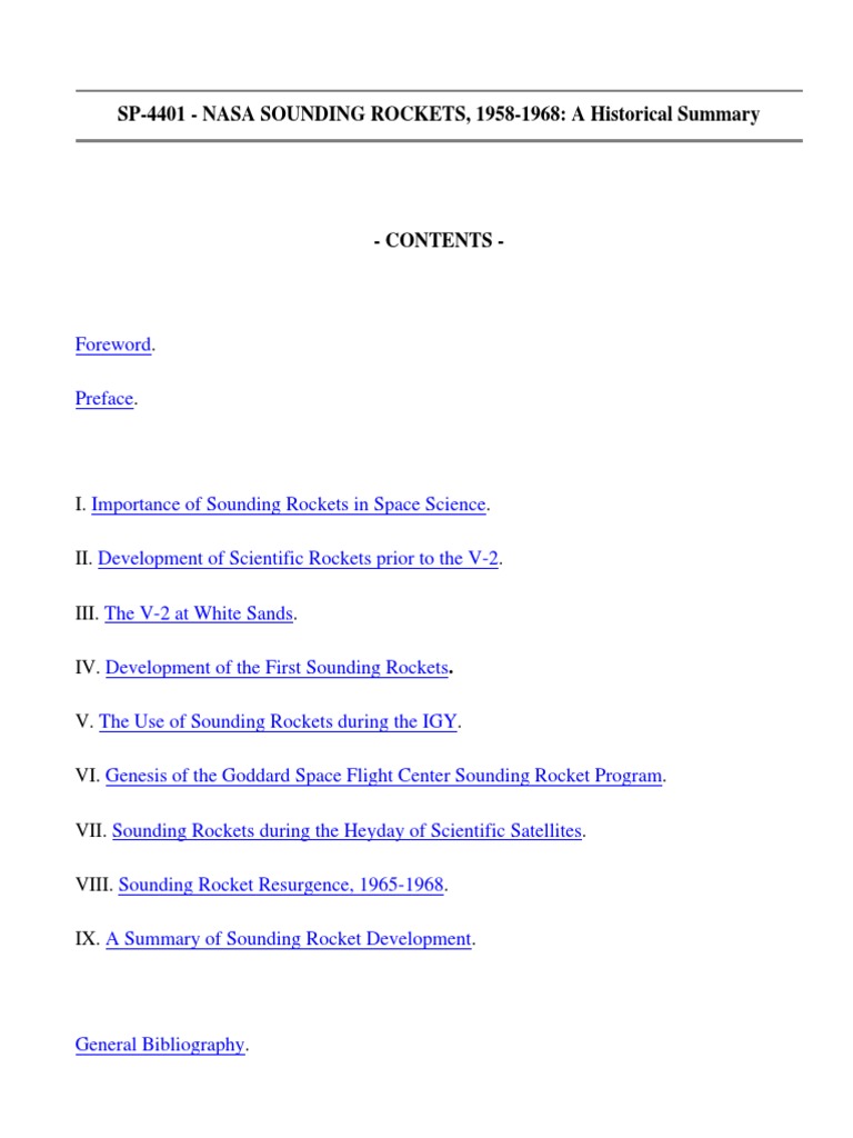 Sounding Rockets: NASA's 1958-68 Era | PDF | V 2 Rocket | Satellite