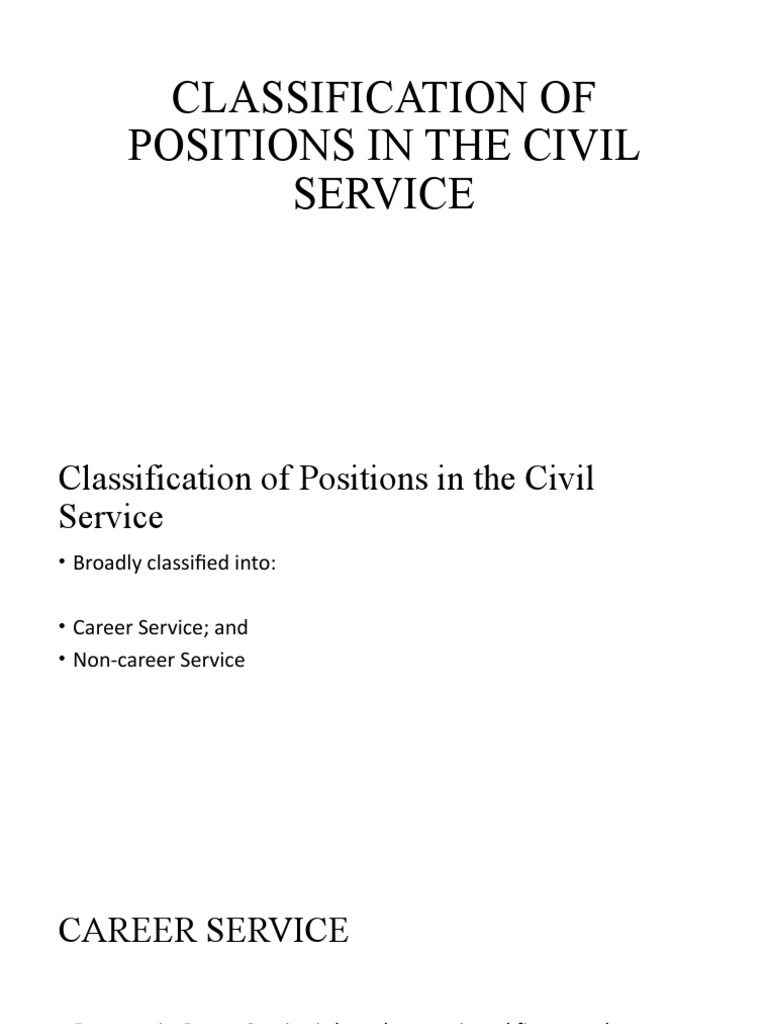 Classification of Positions in The Civil Service | PDF | Civil Service ...