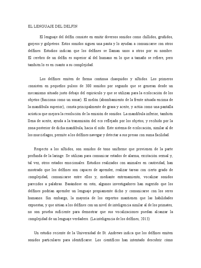 El Lenguaje Del Delfin | PDF | Inteligencia | Science