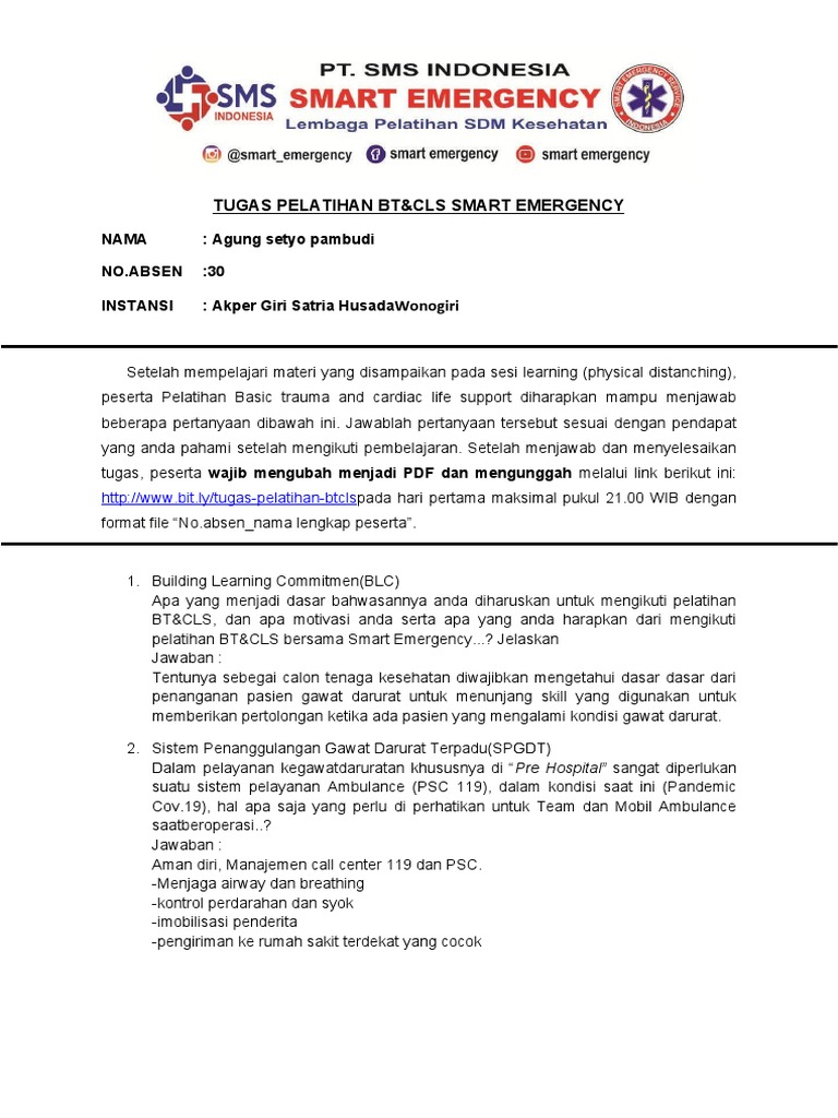 Pelatihan BT&CLS Kesehatan Gawat Darurat | PDF