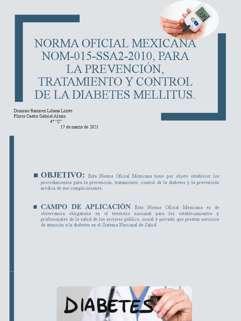 NORMA Oficial Mexicana NOM-015-SSA2-2010, para La Prevención | PDF ...