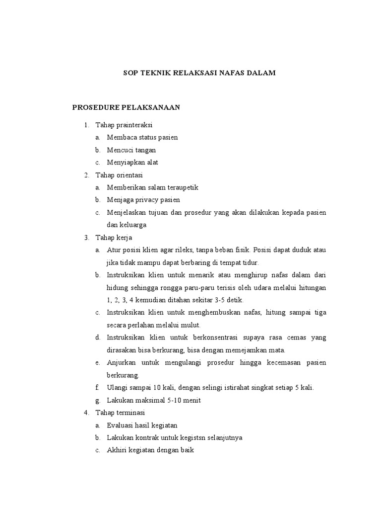 Sop Teknik Relaksasi Nafas Dalam | PDF