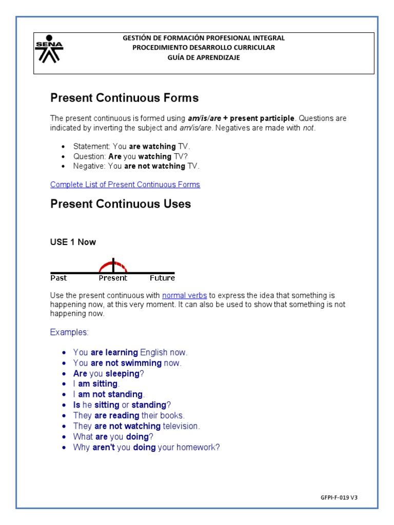 Guia 13 Present Continuous | Download Free PDF | Verb | English Language