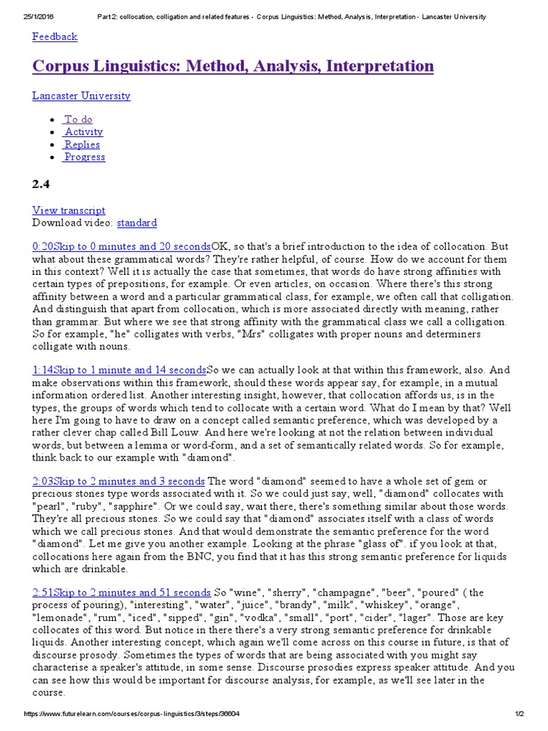2-4 - Part 2 - Collocation, Colligation and Related Features - Outline ...