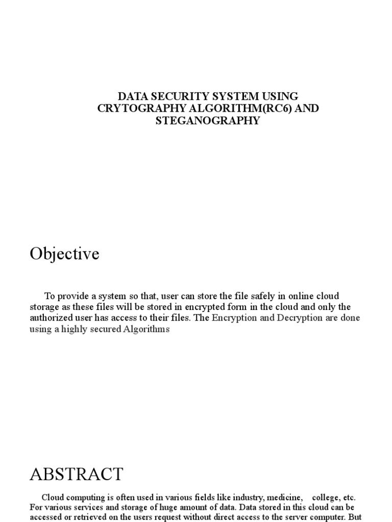 Data Security System Using Crytography Algorithm (RC6 | PDF ...