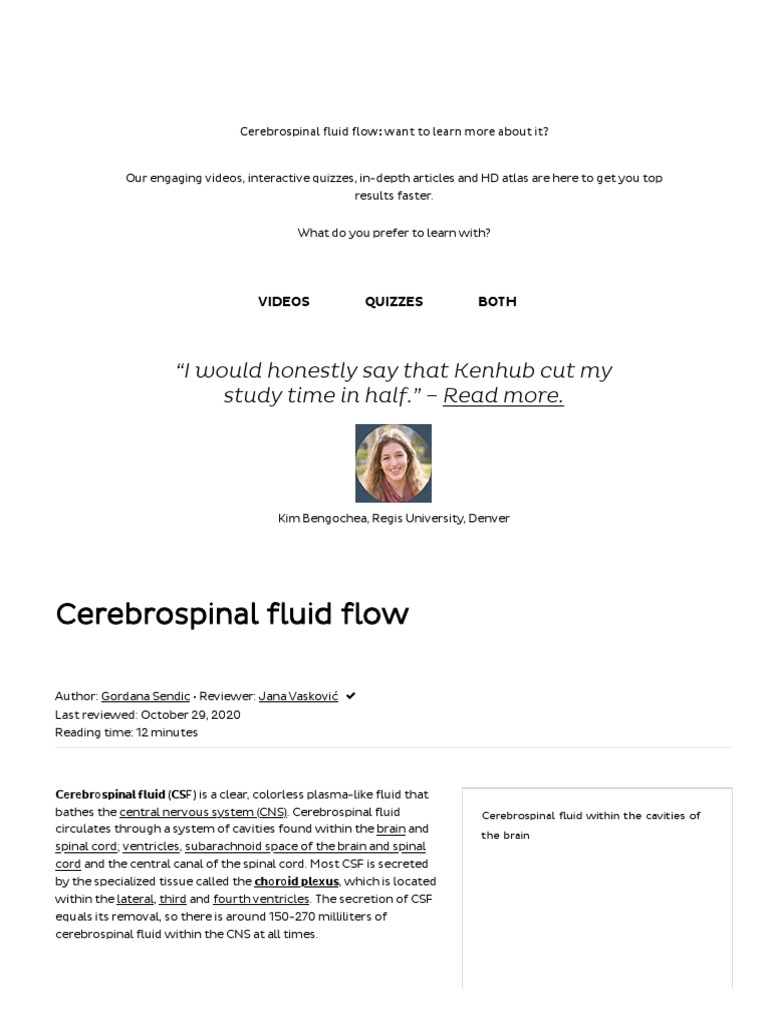 Cerebrospinal Fluid Flow - Anatomy and Functions - Kenhub | PDF | Science & Mathematics