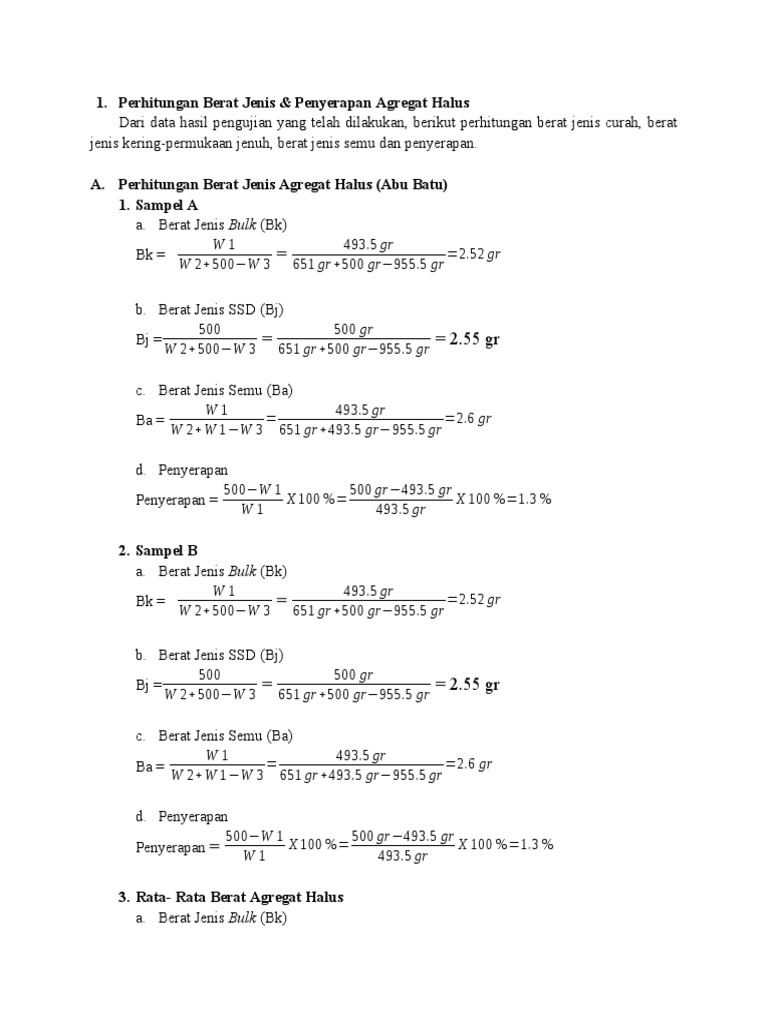 Perhitungan Berat Jenis | PDF
