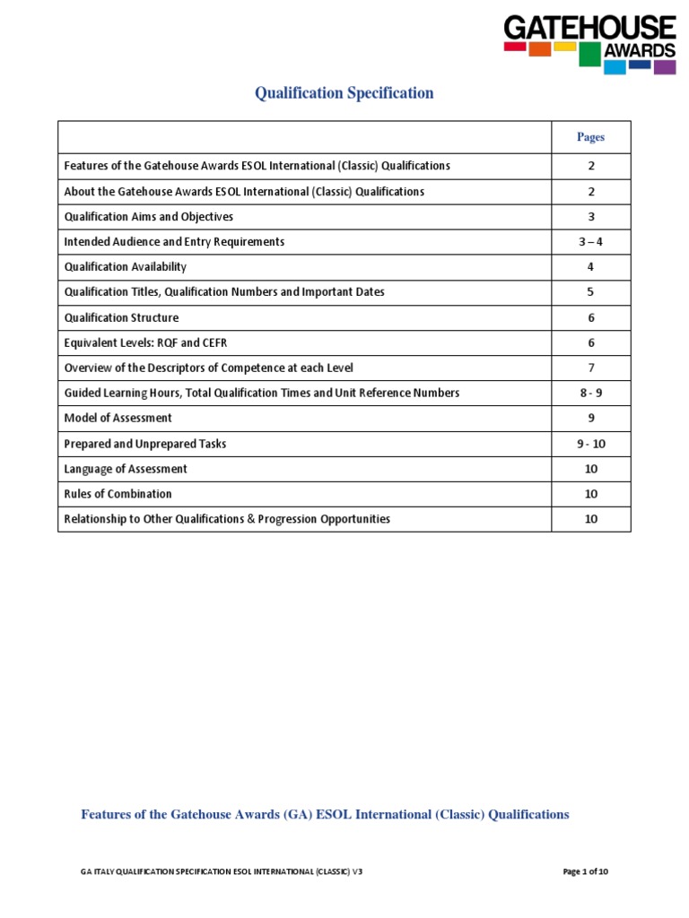 GA Classic Qualification Specification | Download Free PDF | Human Nature | Cognition