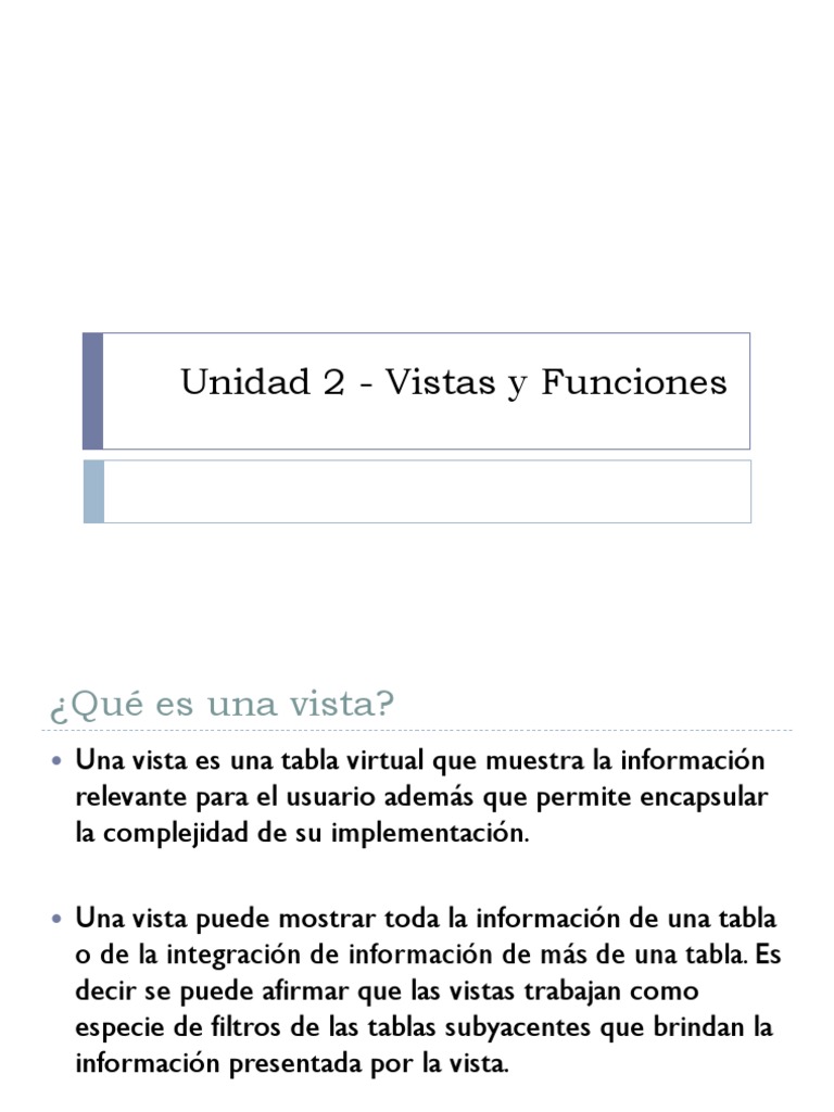 Vistas y Funciones SQL | PDF | SQL | Software de gestión de datos