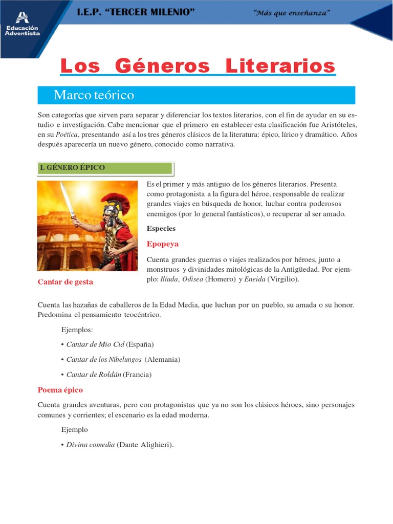 Clasificación de Géneros Literarios | PDF | Poesía épica | Poesía