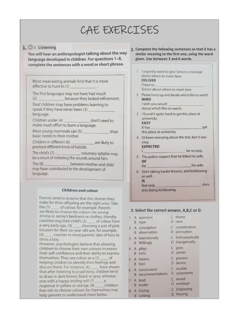 CAE Exercises For Students Examples | PDF | Language Arts & Discipline