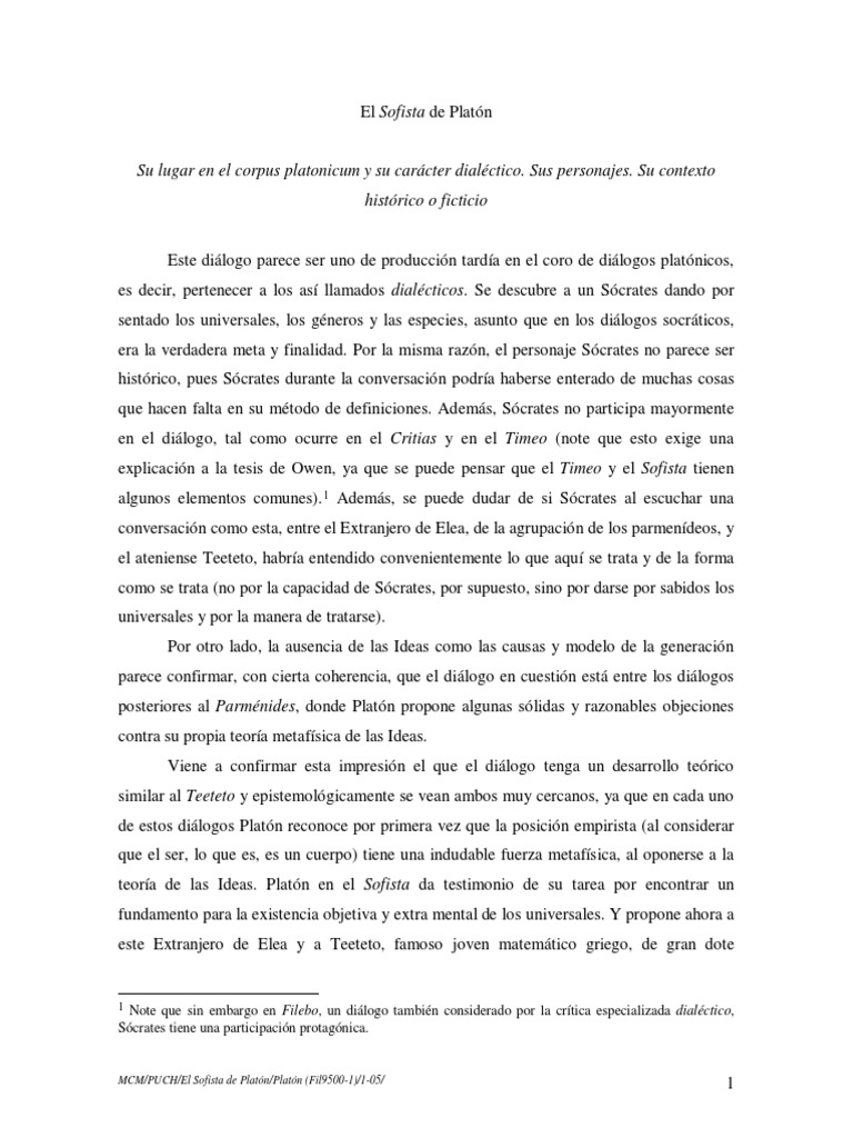 El Sofista de Platon | PDF | Platón | Sócrates