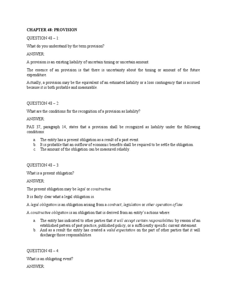 Understanding Provisions: Recognition, Measurement and Examples | PDF ...