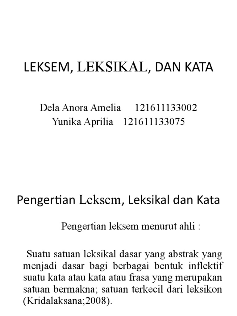 Leksem, Leksikal, Dan Kata | PDF | Seni & Disiplin Bahasa