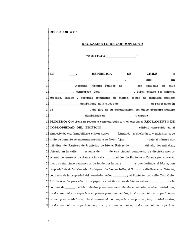 Reglamento de Copropiedad Edificio | PDF | Condominio | Propiedad