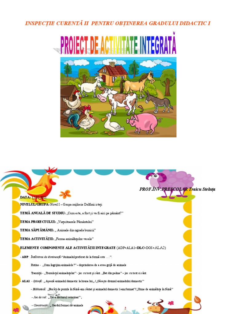 Proiect Grad 1 Animale Domestice | PDF