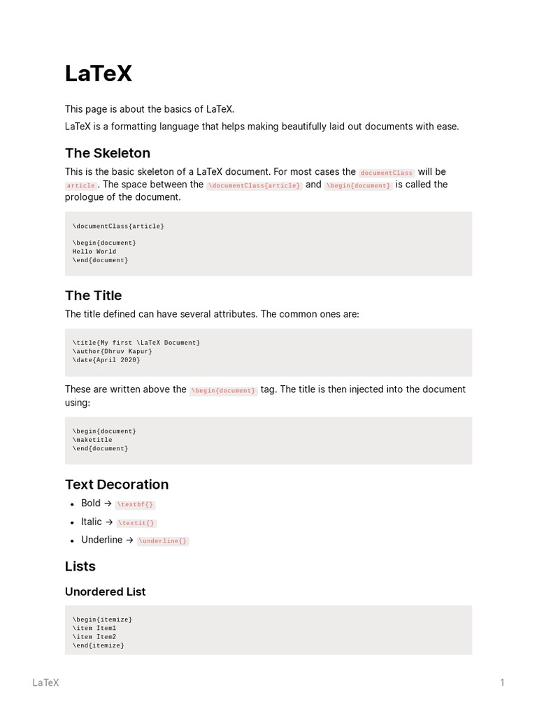 Introduction To Latex | Pdf | Matrix (mathematics) | Mathematical Objects