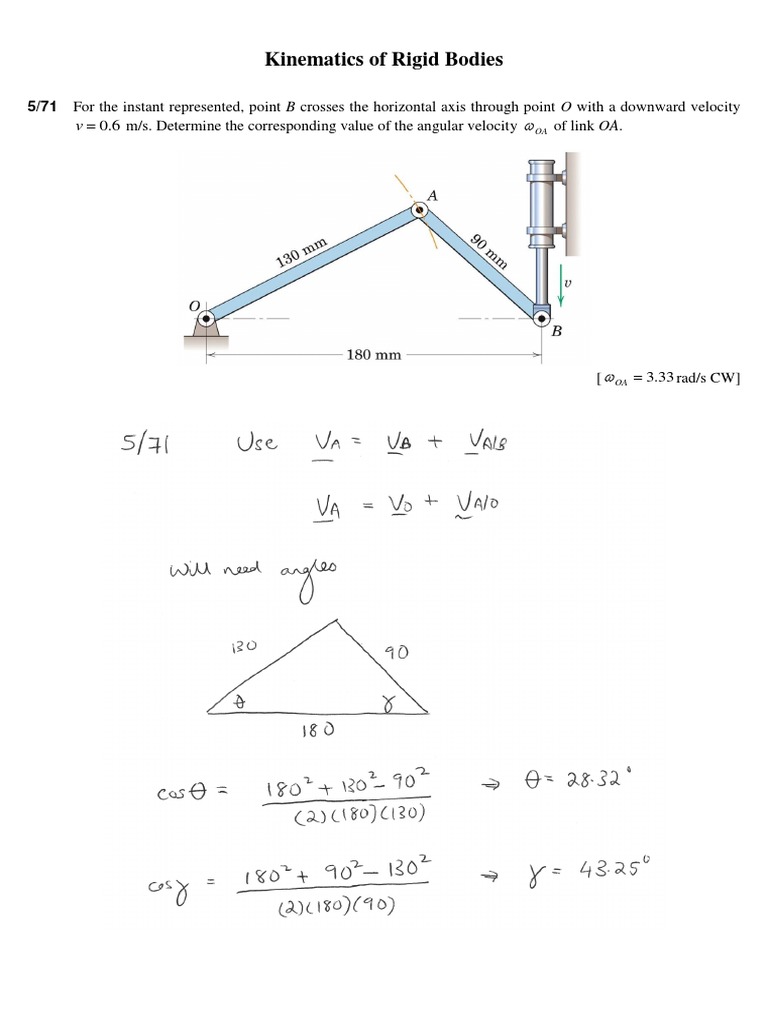 Kinematics of Rigid Bodies Problems and Solutions | PDF