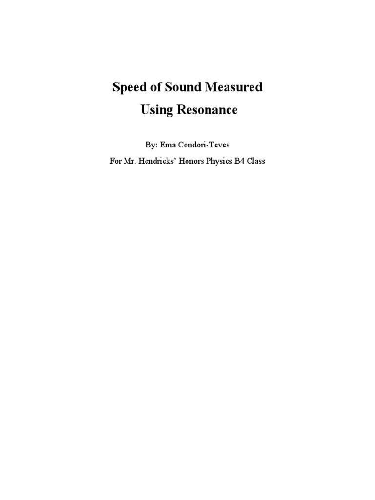 Measuring Speed of Sound via Resonance | PDF | Resonance | Sound