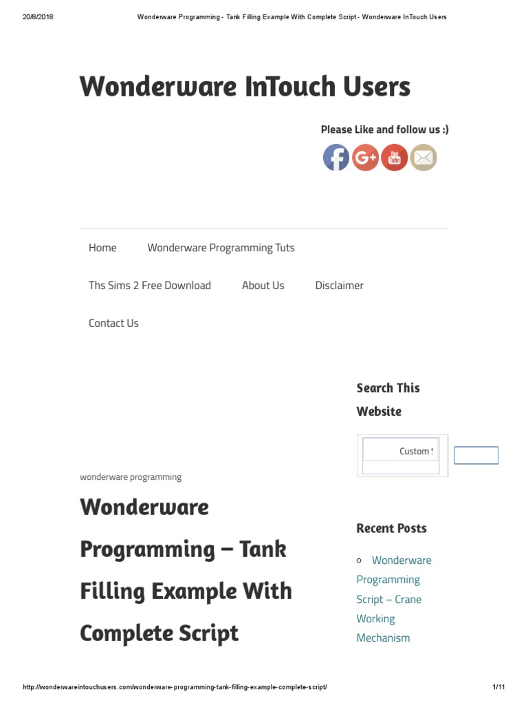 Wonderware Intouch Users: Wonderware Programming - Tank Filling Example With Complete Script ...