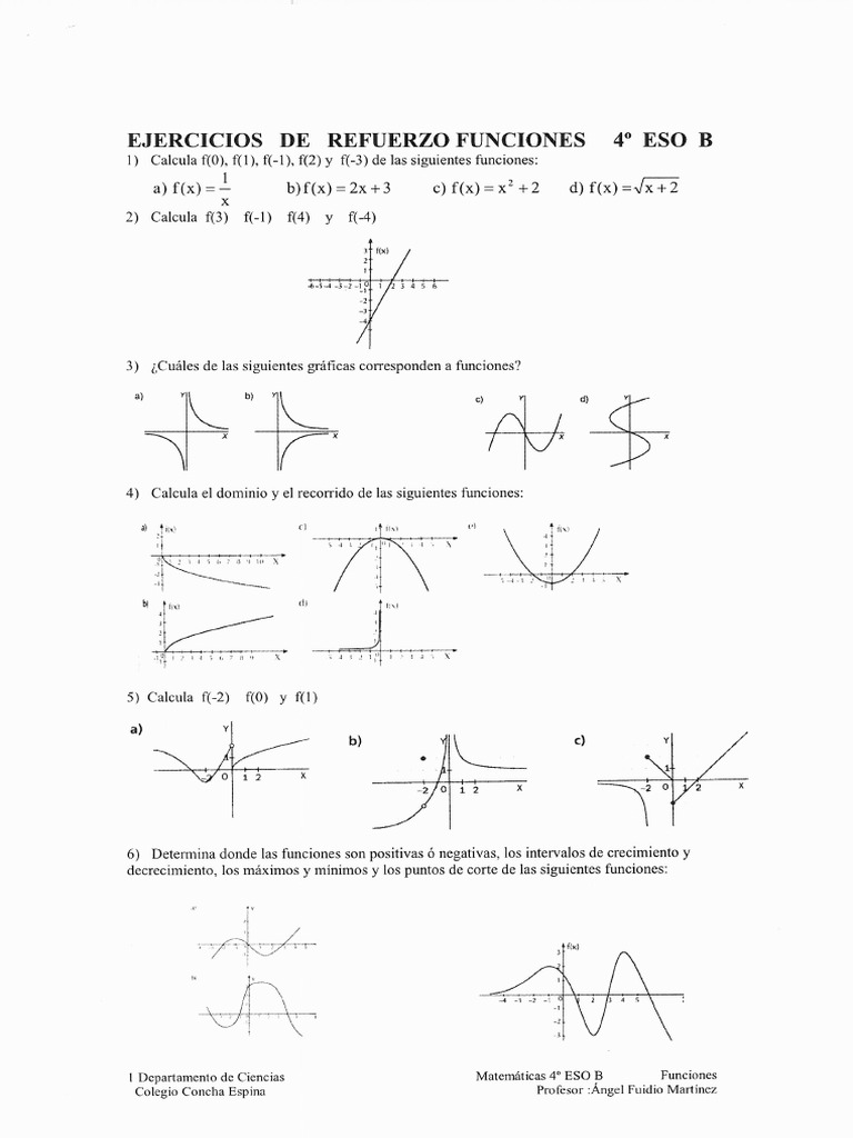 Ejerc Funciones 4eso | PDF