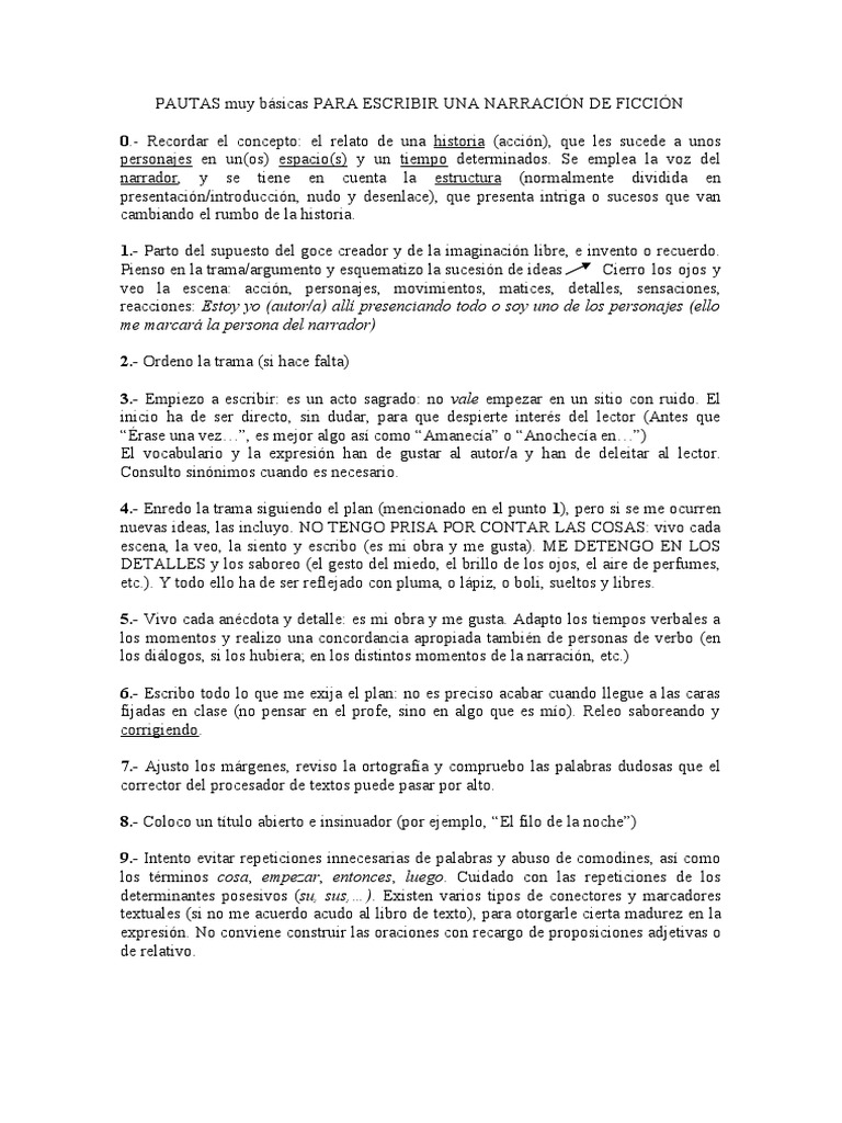 AA Pautas Muy Básicas para Una Narración | PDF | Narrativa | Lingüística