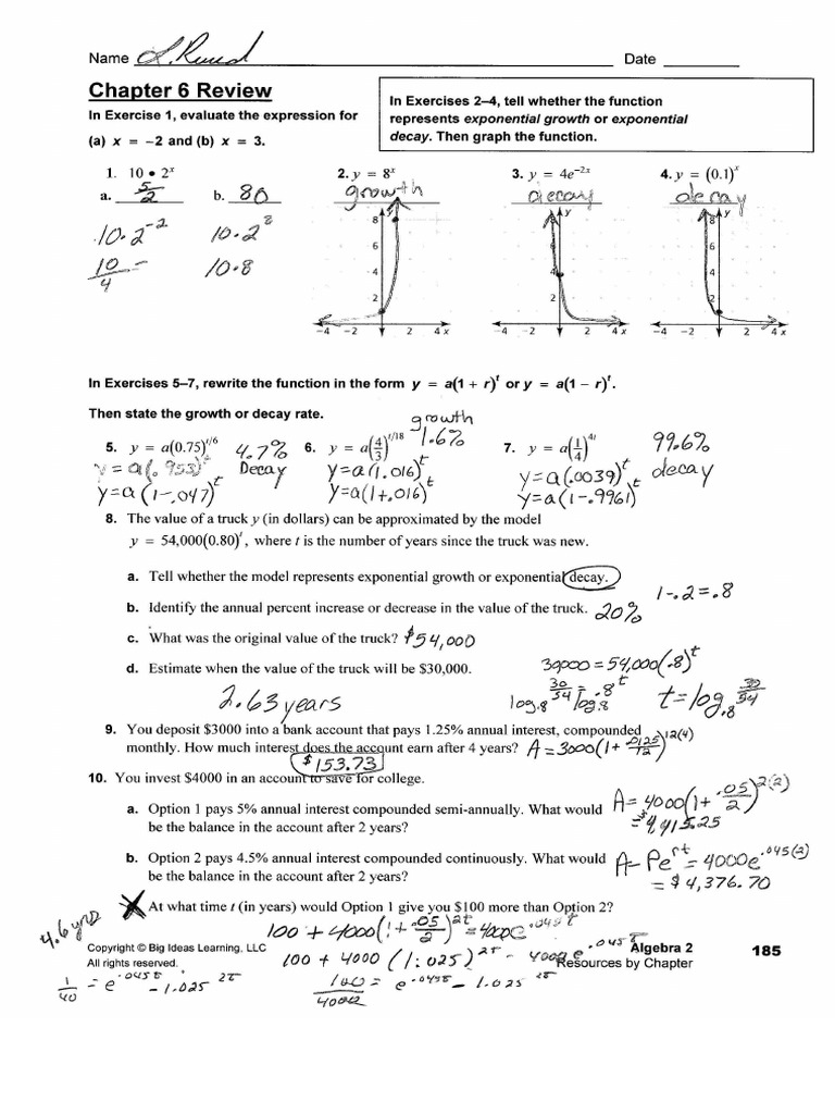 Chapter 6 Review Answers | PDF