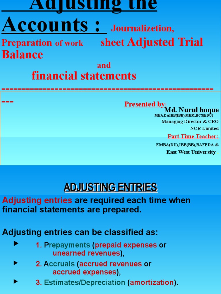 Adjusting Account, WORK SHEET-FINAL | PDF | Debits And Credits | Deferral