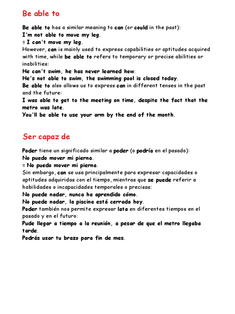 Be Able To Grammar | PDF | Question | Verb