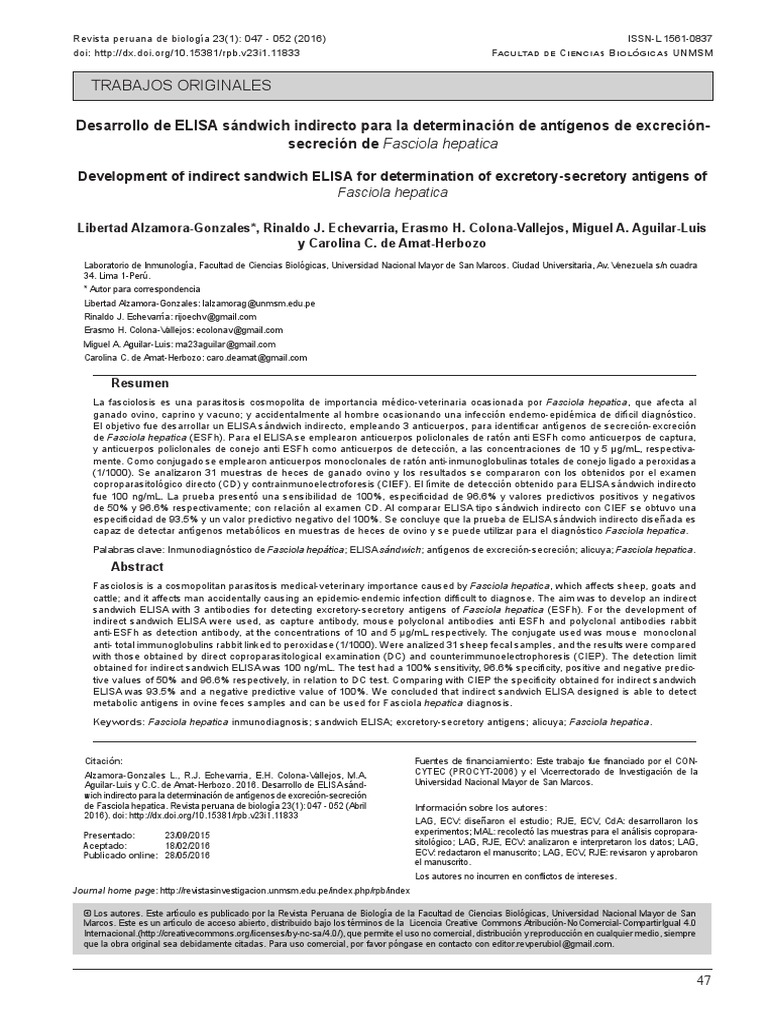 Determinación de Fasciola Por Técnica de Elisa | PDF | Elisa | Anticuerpo