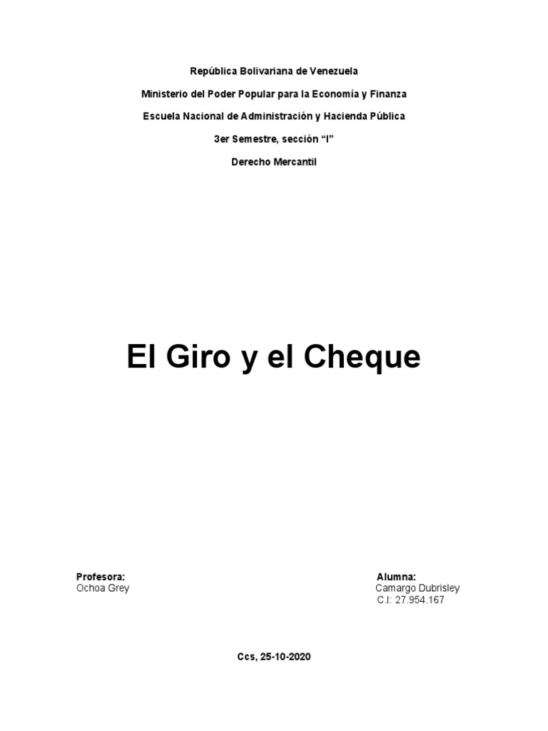 El Giro y El Cheque D.M | PDF | Cheque | Pagaré