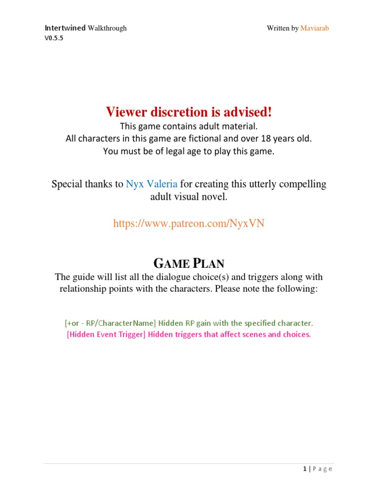 Intertwined Walkthrough v0.5.5 | PDF