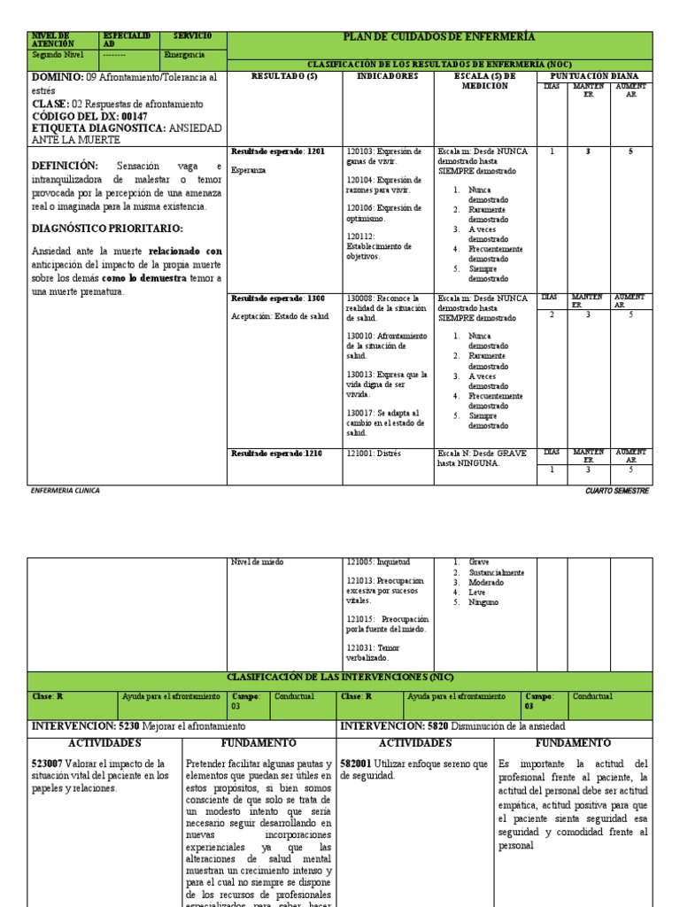 Cuadro Pae Psicosocial | PDF | Ansiedad | Enfermería