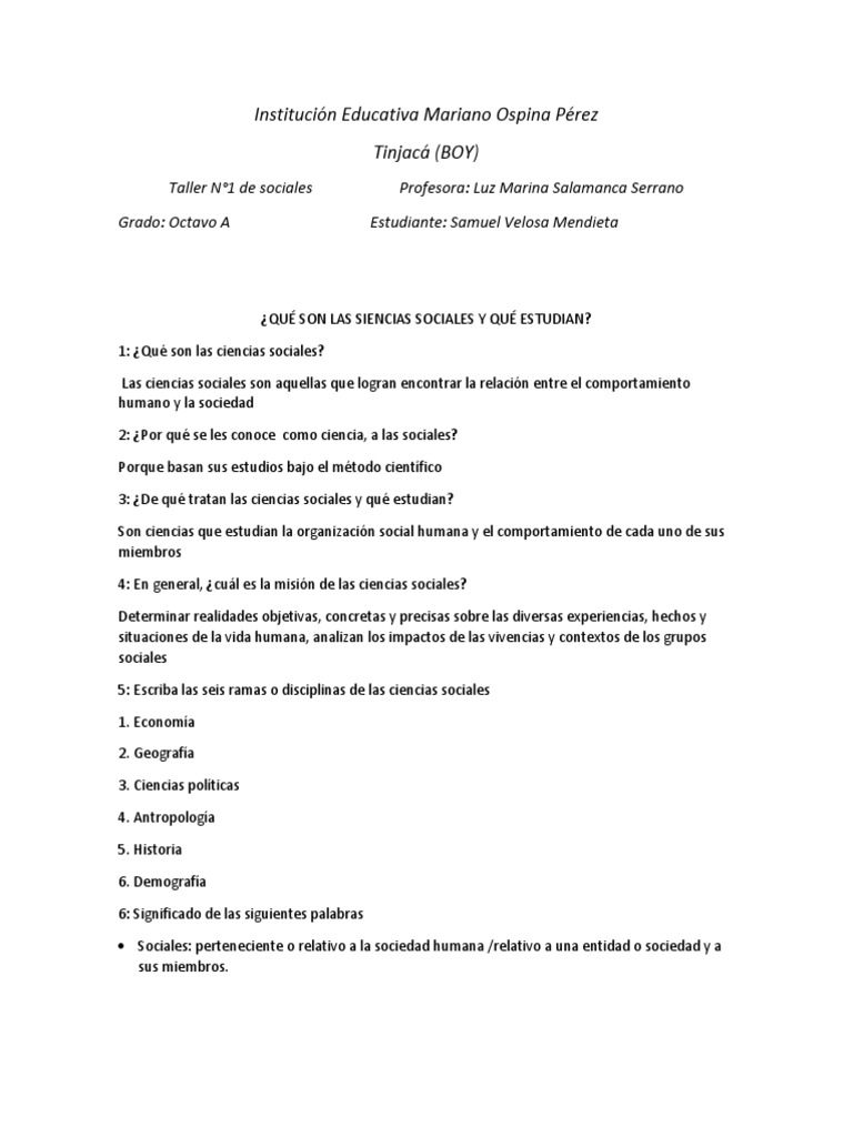 Taller de Sociales 2021 | PDF | Ciencias sociales | Sociedad