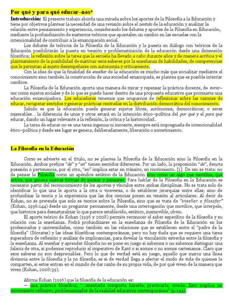 Por Que y para Que Educar | PDF | Immanuel Kant | Filosofía de la educación