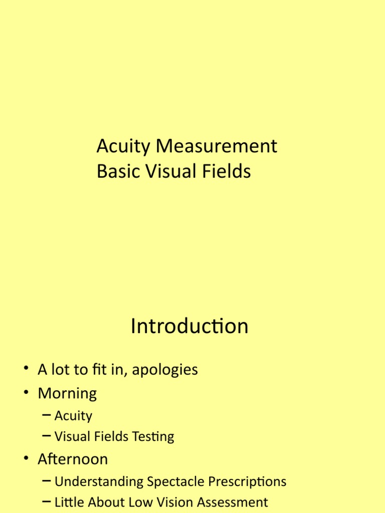 Acuity Measurement Basic Visual Fields | PDF | Visual Acuity | Contrast ...