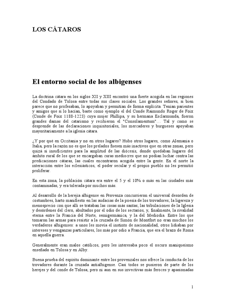 Orígenes y auge del catarismo en Occitania | PDF | Catarismo | Iglesia ...