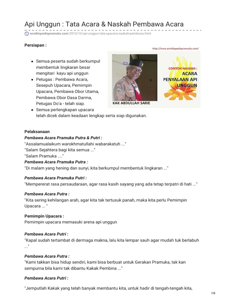 Api Unggun Tata Acara Naskah Pembawa Acara | PDF