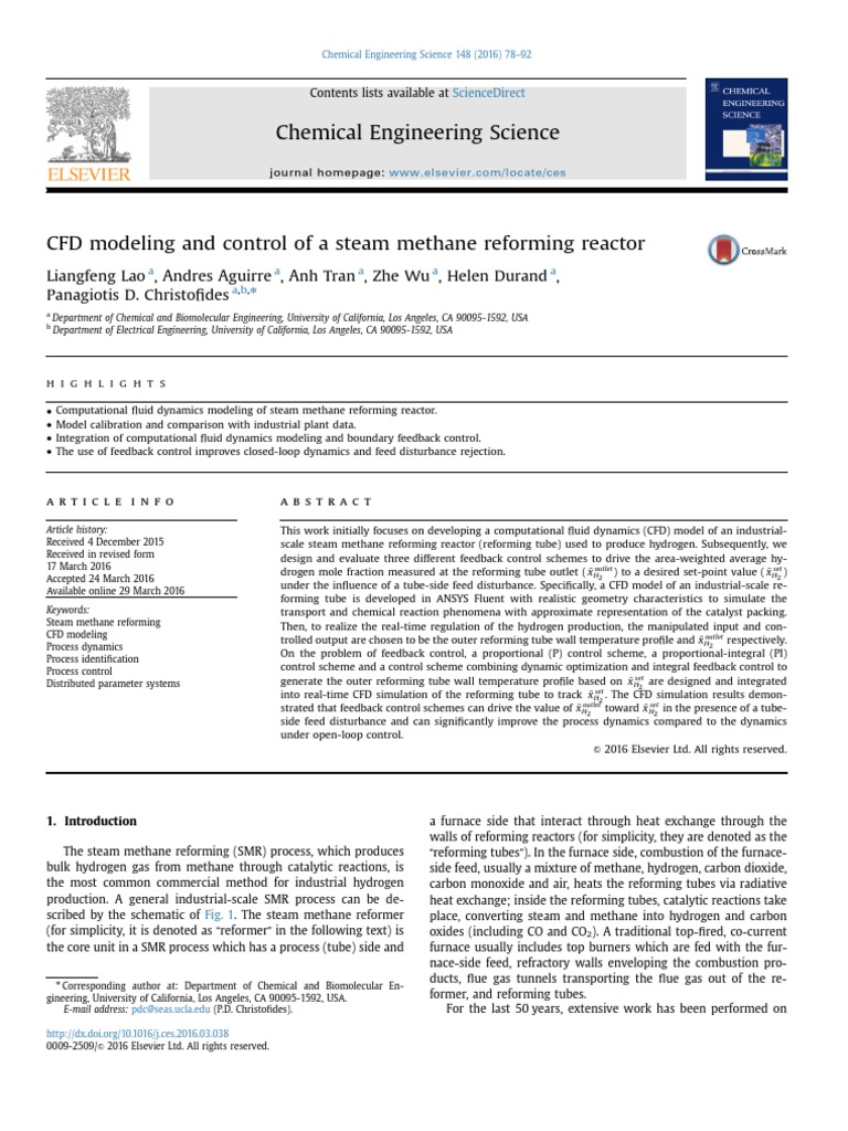 CFD Modeling and Control of an Industrial Steam Methane Reforming Reactor | PDF | Computational ...