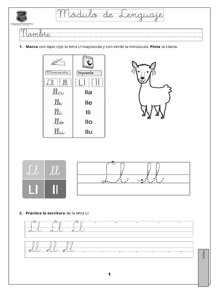 Actividades con la letra Ll | PDF