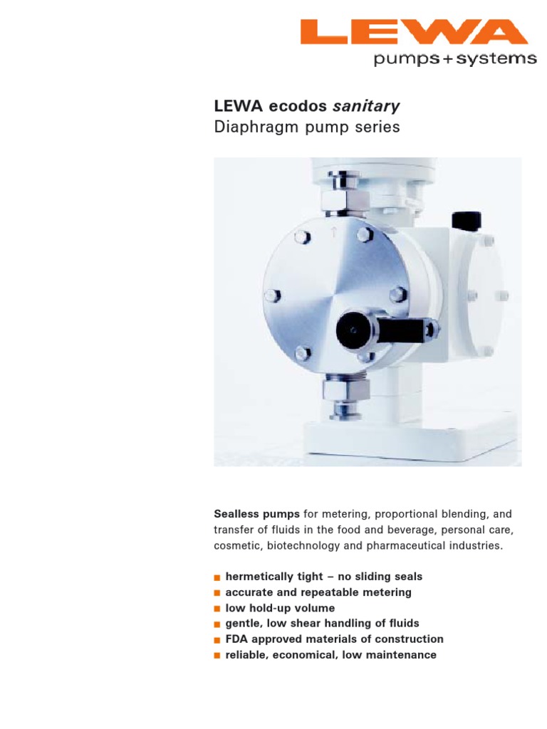 LEWA Ecodos Sanitary: Diaphragm Pump Series | PDF | Pump | Food And ...