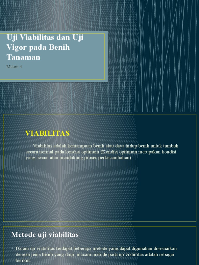 Materi 4. Viabilitas Dan Vigor Benih | PDF | Griya & Taman | Kesehatan ...