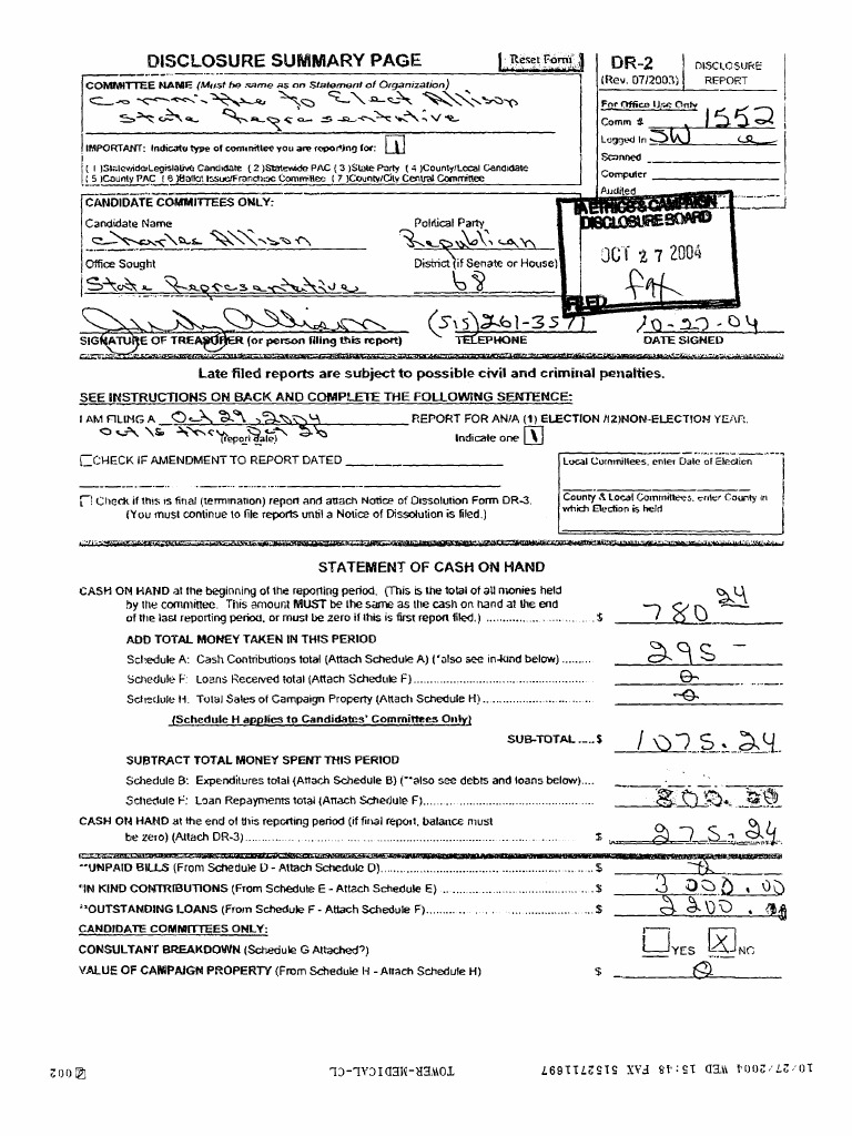 Disclosure Summary Page: FNR Office 11 .R | PDF | Political Action ...