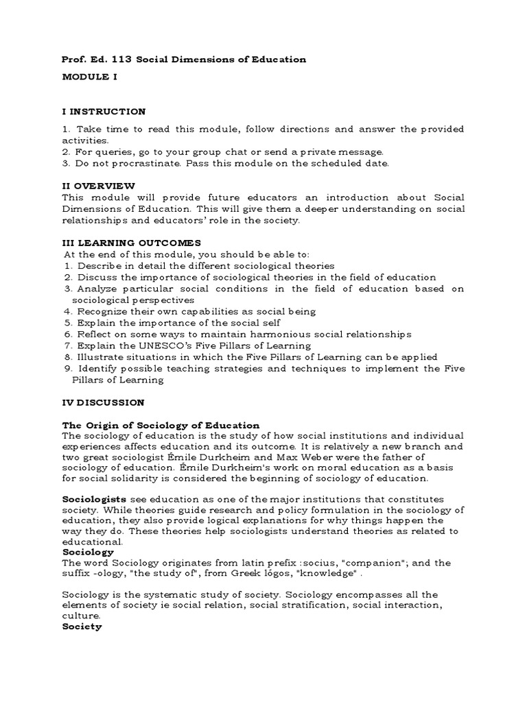 Social Dimensions Module 1 | PDF | Social Structure | Sociology