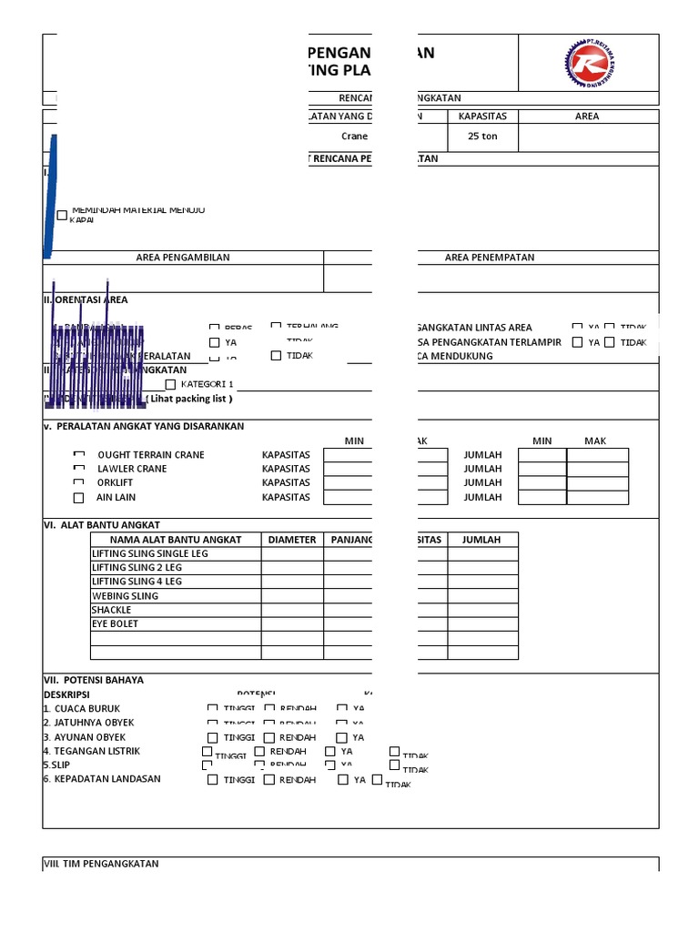 Lifting Plan Cheklist | PDF